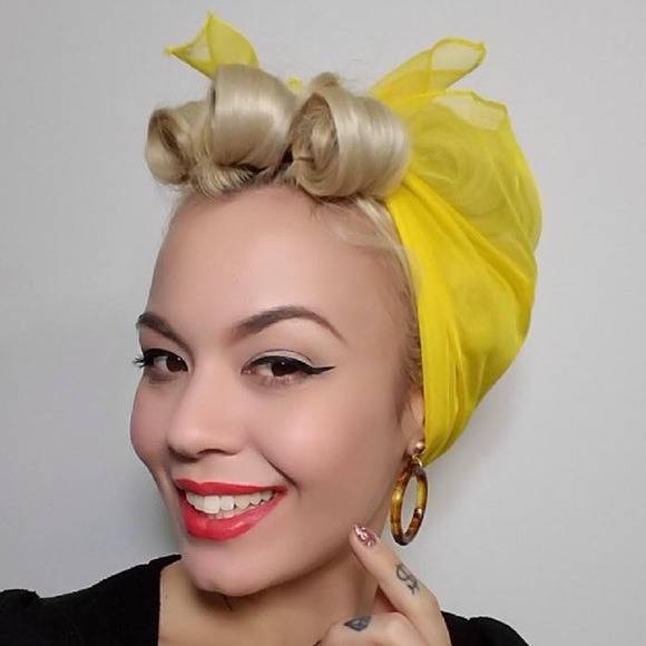 House Of Adornments | Accessories | Yellow Pinup Nylon Chiffon Head ...